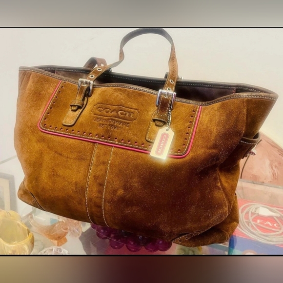 Coach | Bags | Limited Edition Rare Coach Hampton Brown Suede Leather ...